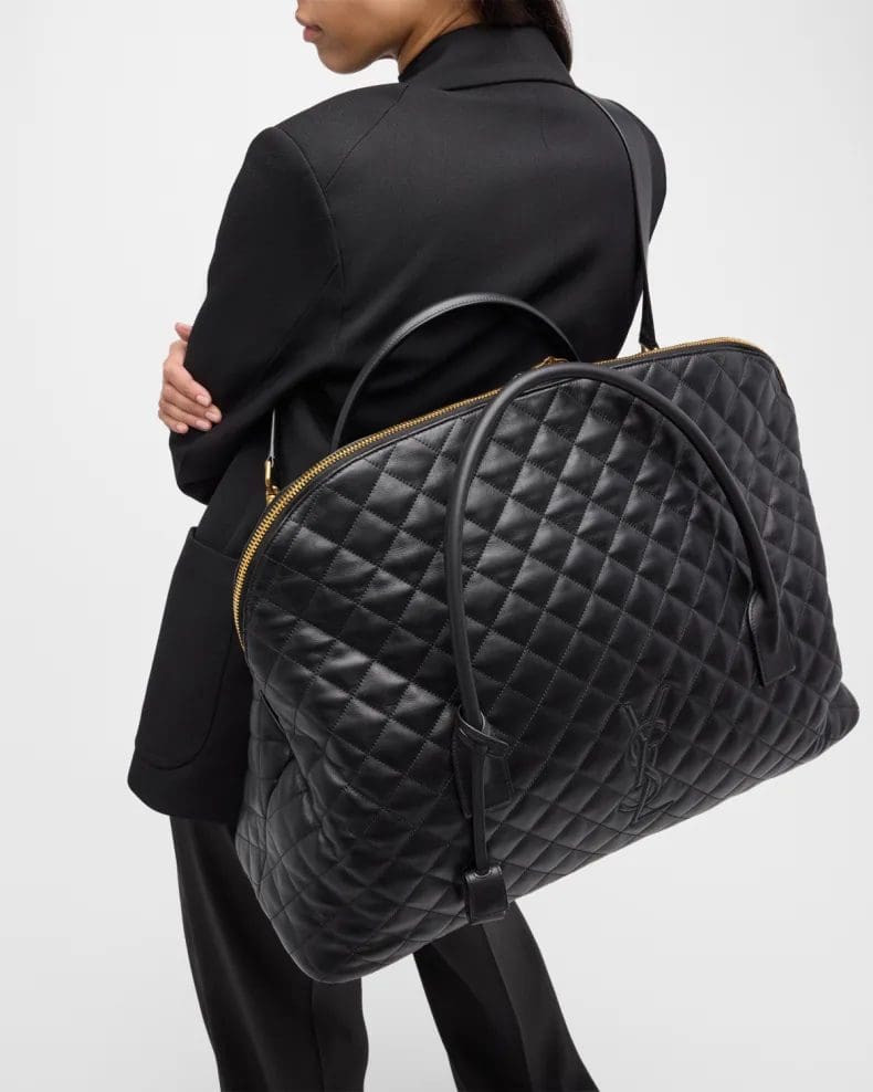 Saint Laurent ES Giant Travel Bag in Smooth Quilted Leather with Gold ...